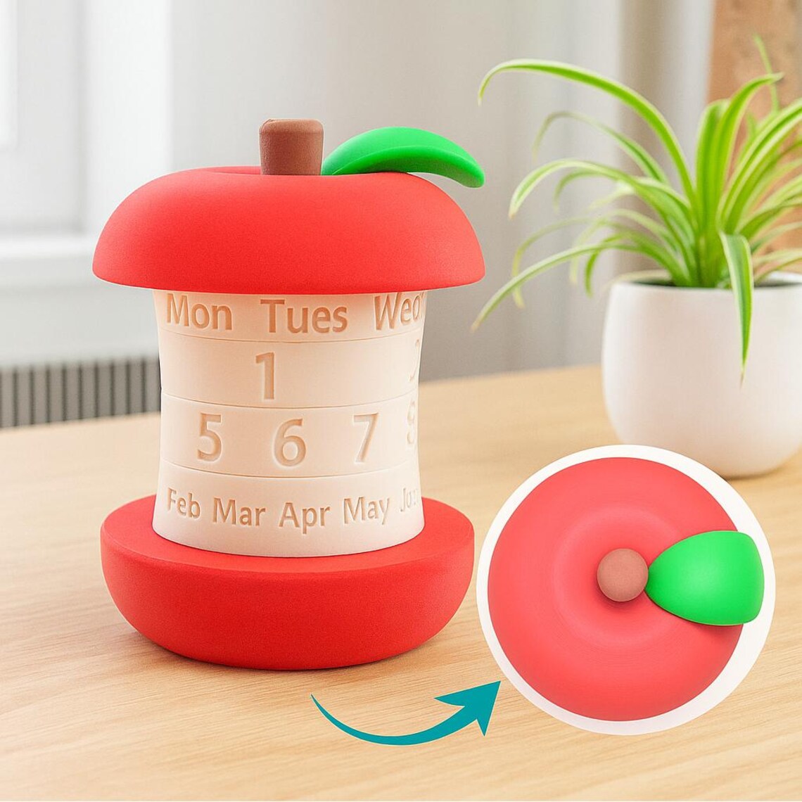 Handmade Apple - Shaped Rotating Perpetual Calendar - Creative Desktop ...