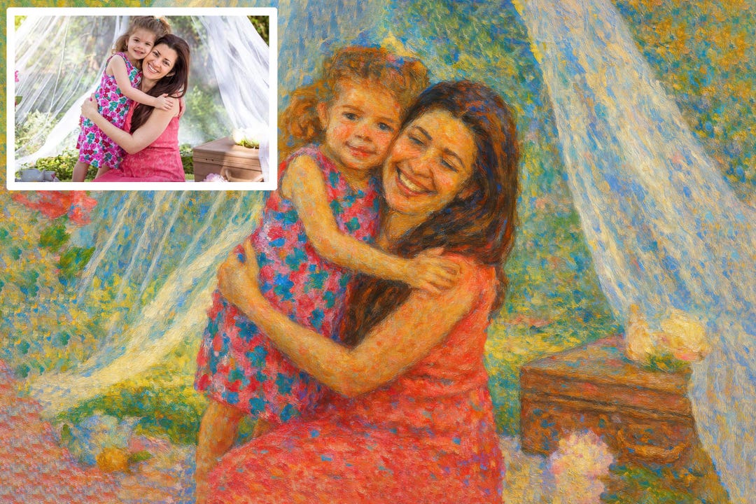 Custom Portrait for Mom – Claude Monet Inspired Family Canvas From ...