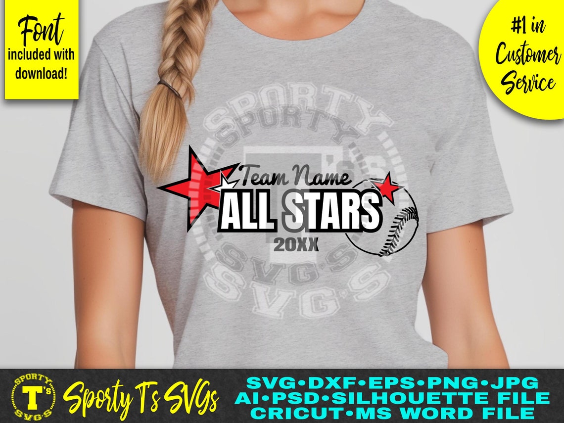 All Stars Svg, Baseball Svg, Softball Svg, All Stars Design, All Stars ...