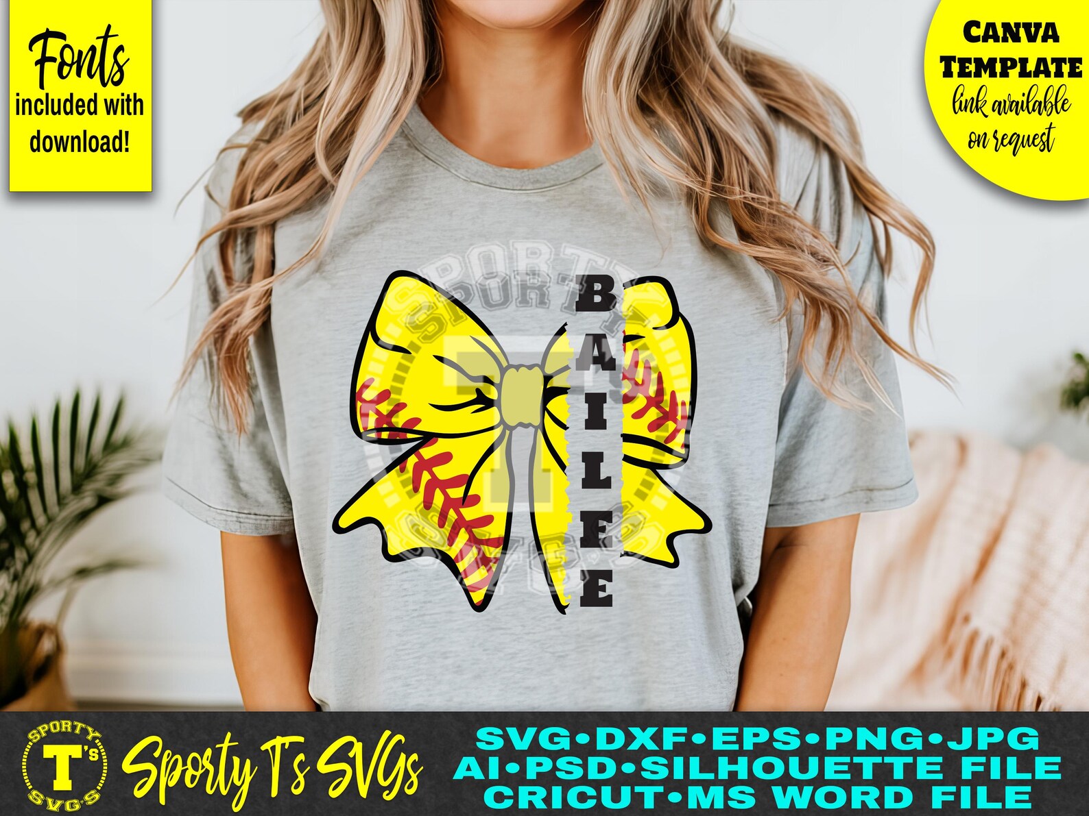 Softball Split Svg, Softball and Bows Shirt, Softball and Name ...