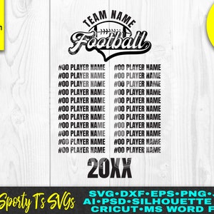 Editable Football Team Roster Template | Digital Bundle | Illustrator ...