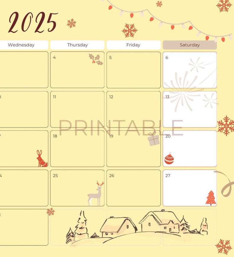 Printable Christmas Advent Calendar | December Countdown | Holiday ...
