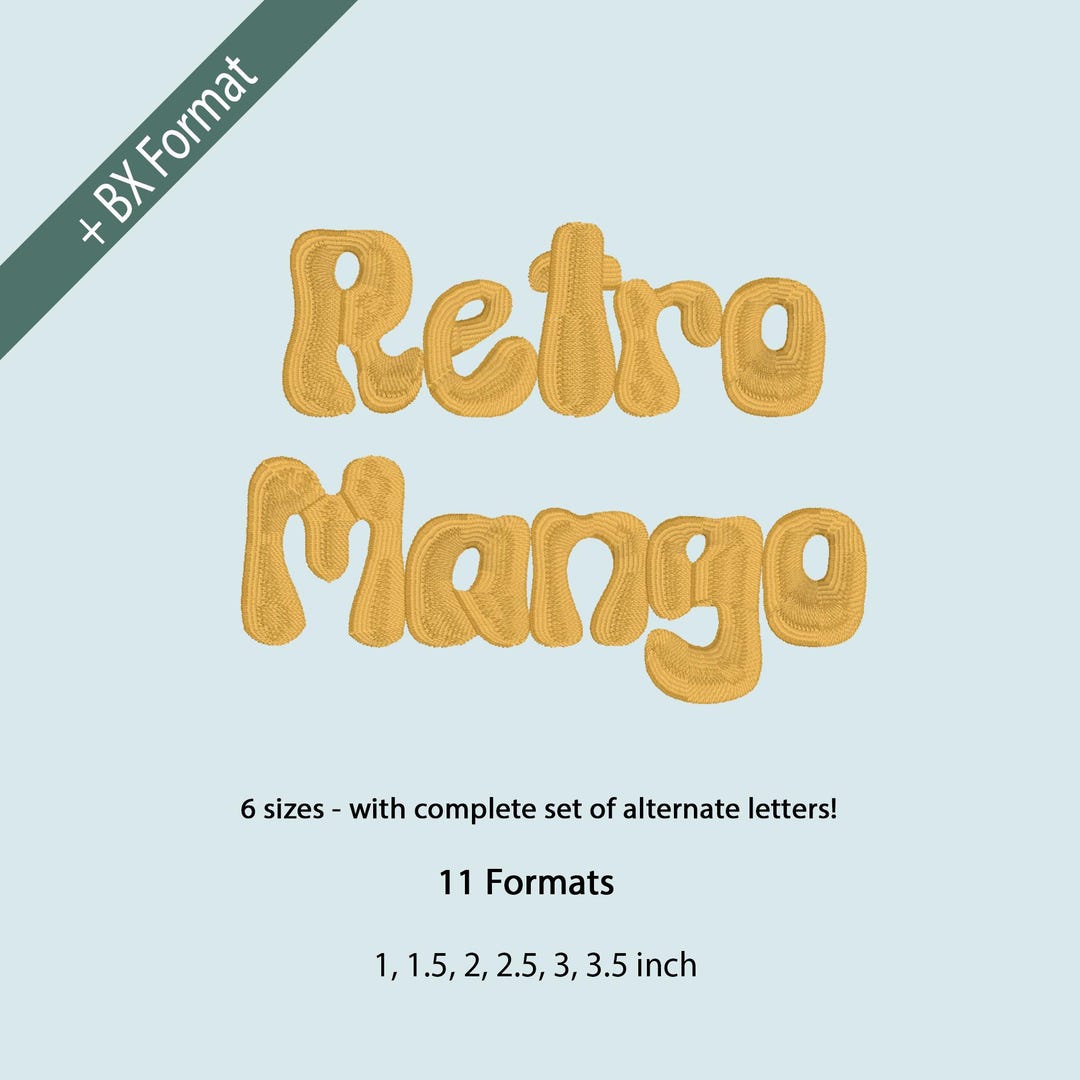 Retro Mango Groovy Fonts Embroidery: Cute Embroidery Letters - Retro ...