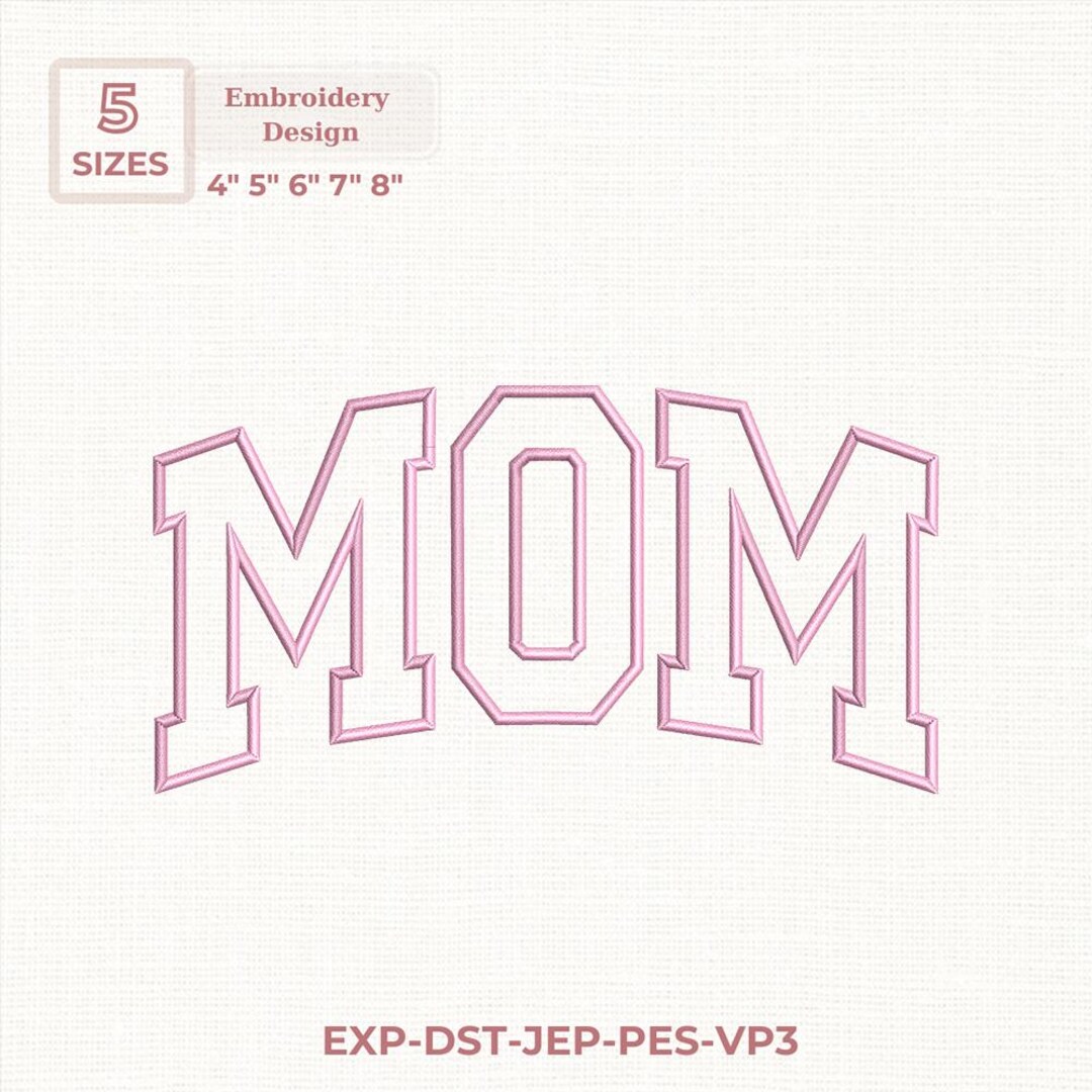 Mom Applique Embroidery Design, Curved Mama Machine Embroidery Design ...