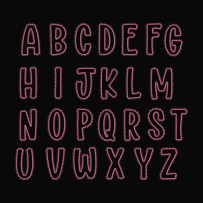 Lacey Applique Embroidery Font Bundles: Faux Lace BX Font Bundles, Lace ...