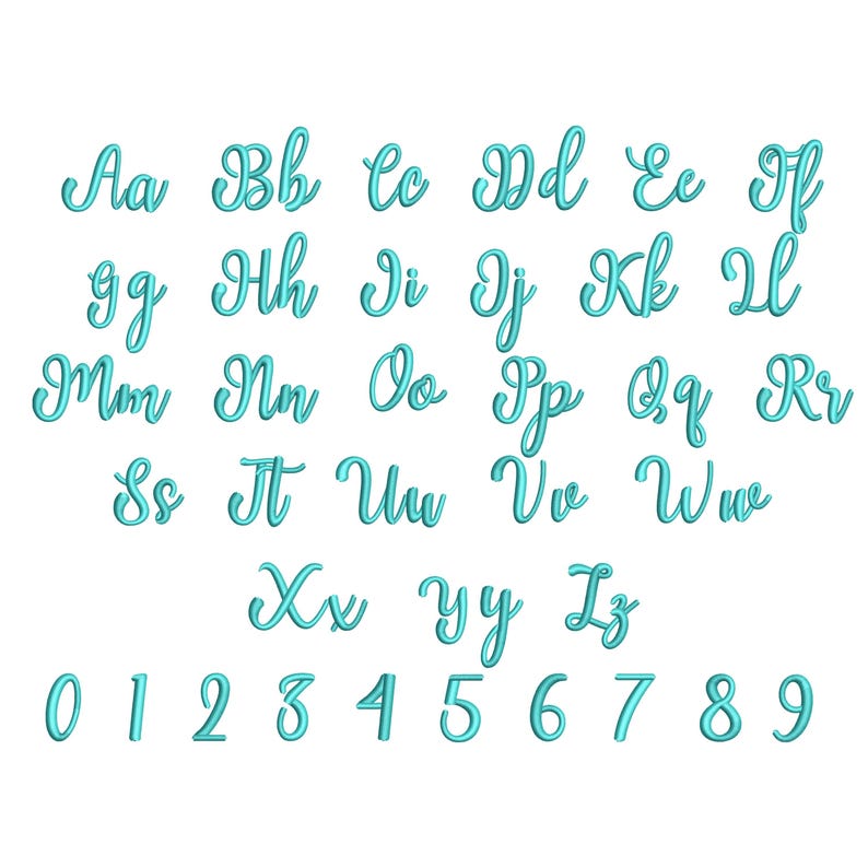 Challista Cursive Embroidery Font, BX Cursive Thin Callighraphic ...