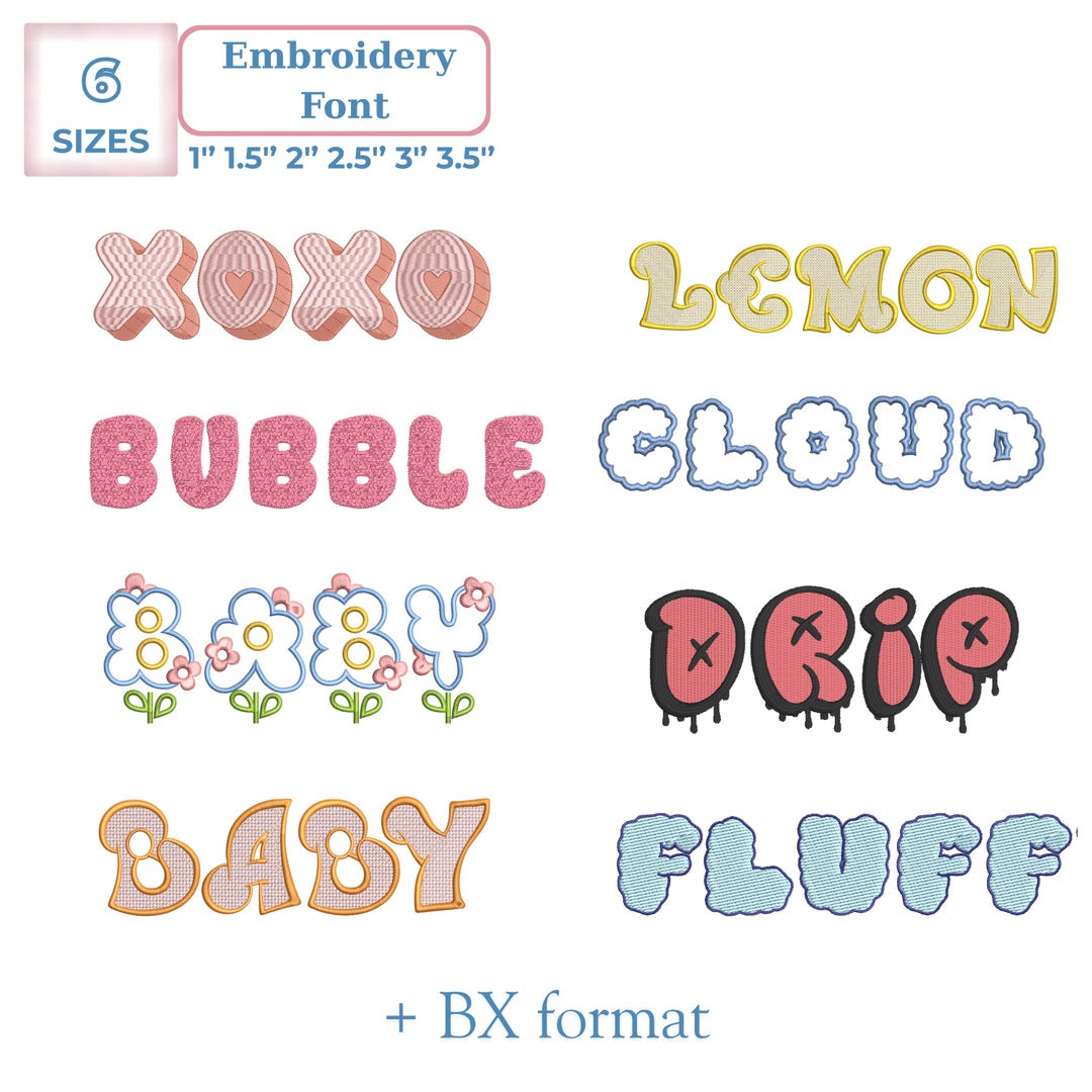 Baby Embroidery Font Bundle, BX Font Native, Embroidery Machine Fonts ...