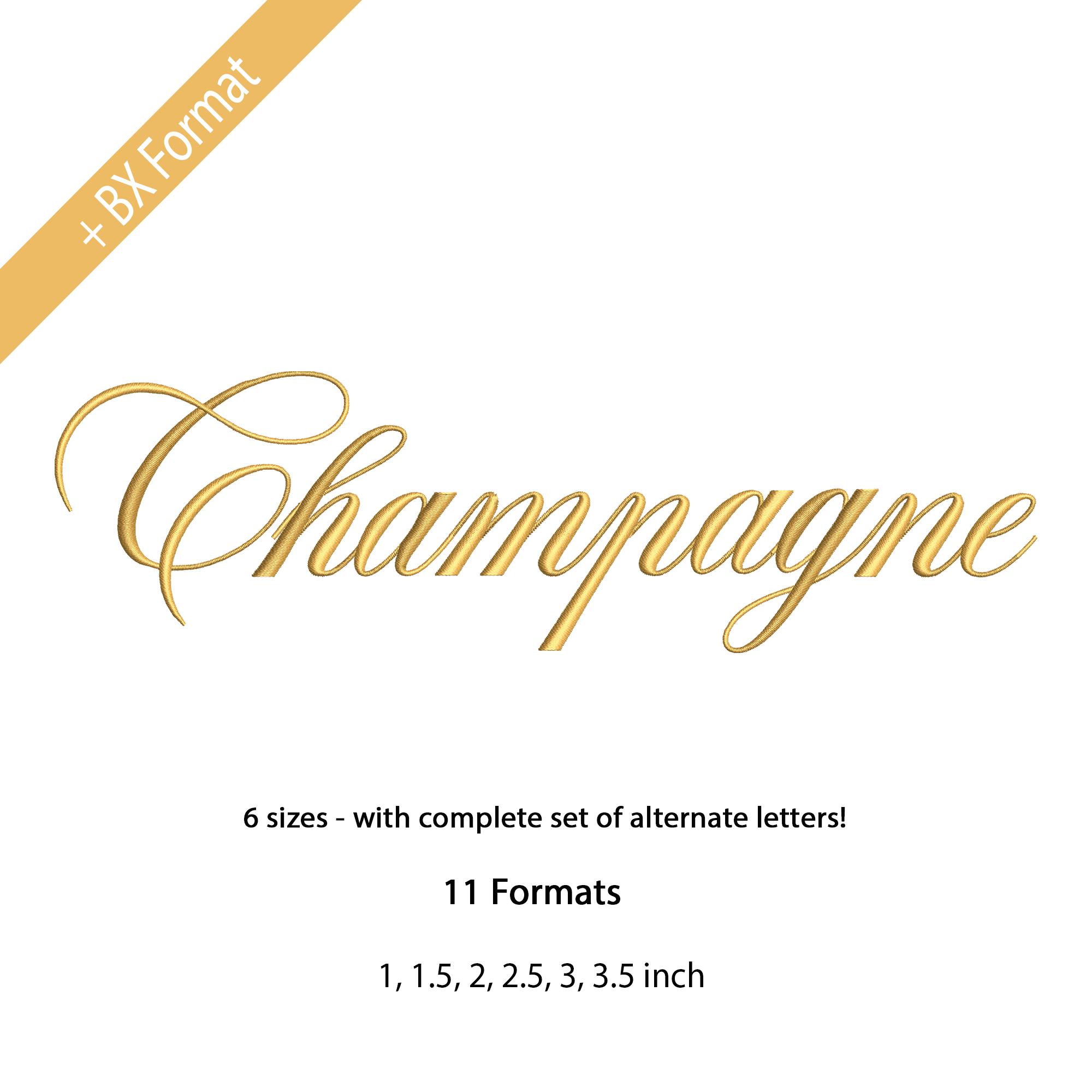 Champagne Handwritten Embroidery Font, Calligraphy Letters - Elegant ...