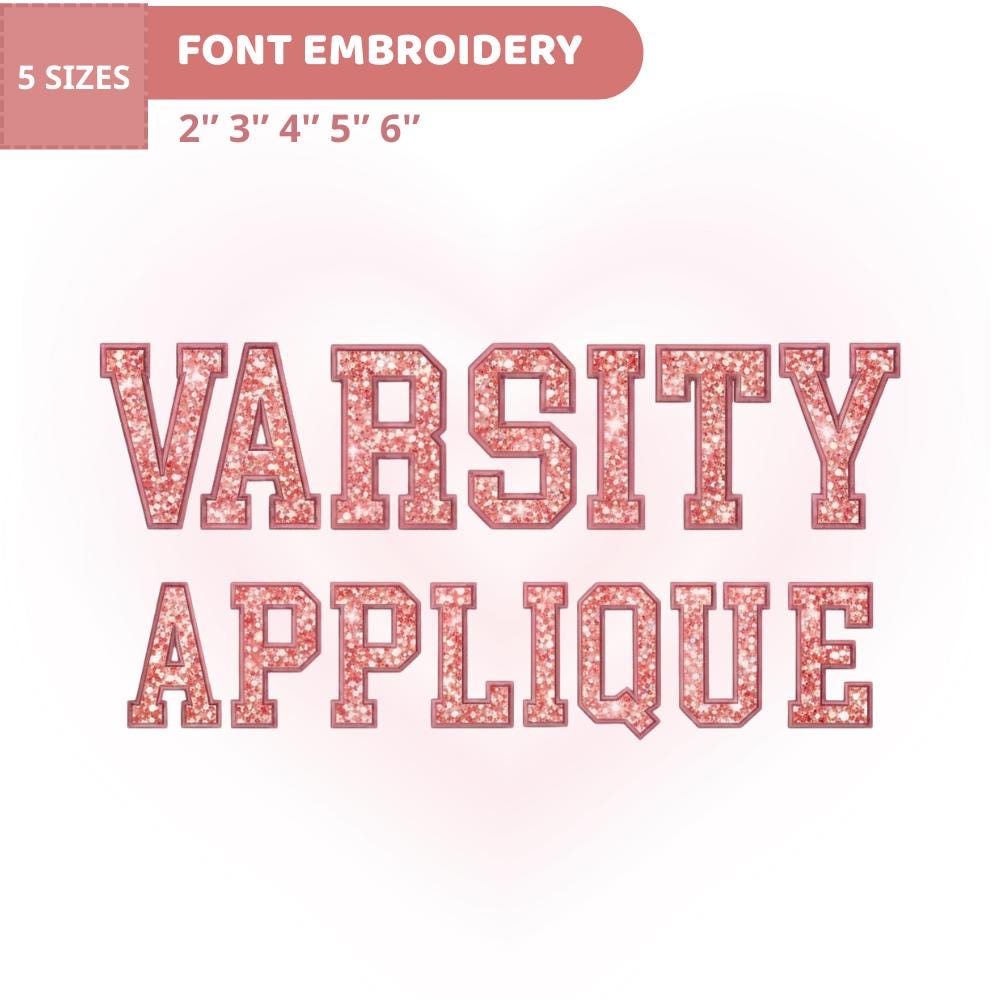 Varsity Applique Embroidery Font, Narrow Sport Alphabet Applique Design ...