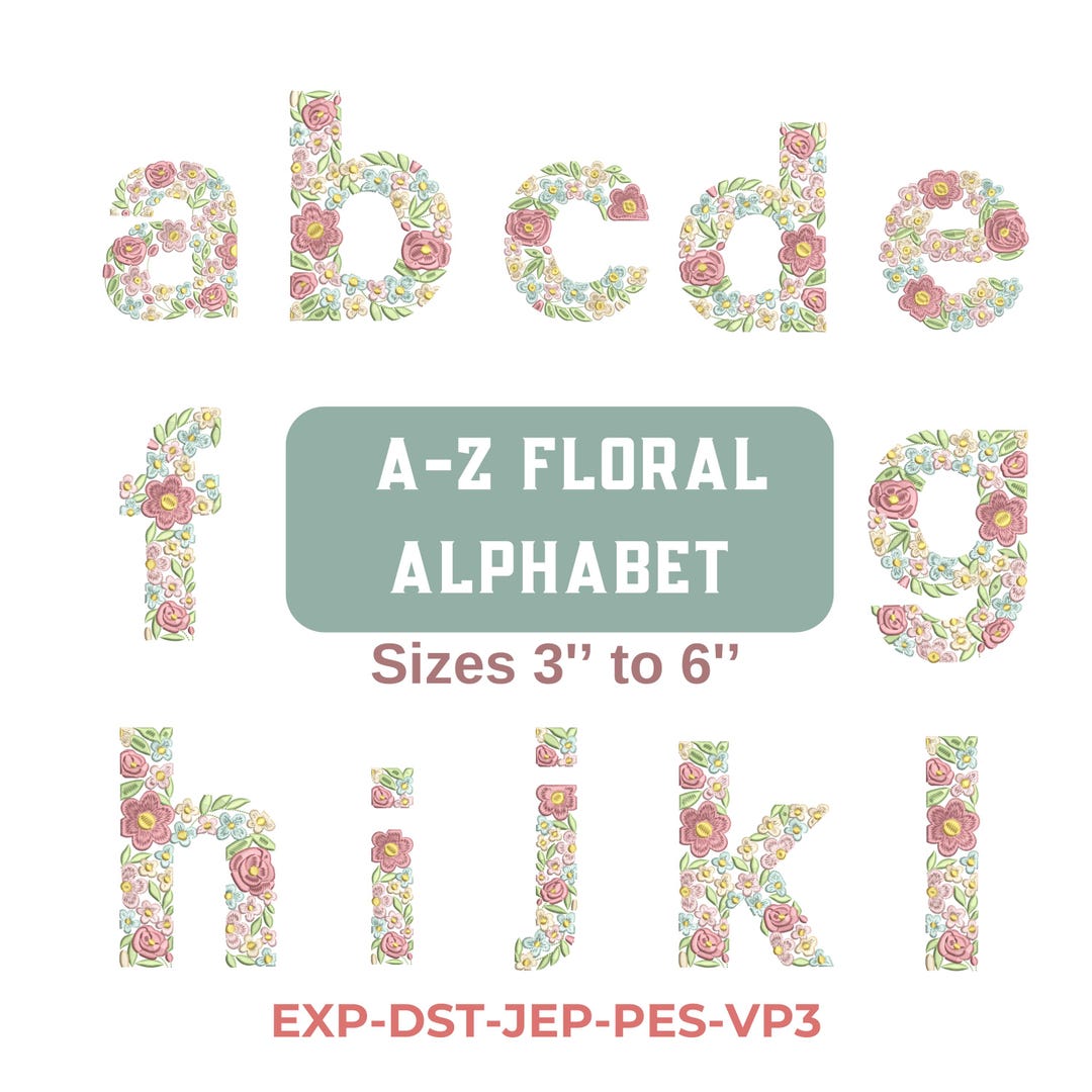 Floral Alphabet Embroidery Design, Alphabet Machine Embroidery Designs ...