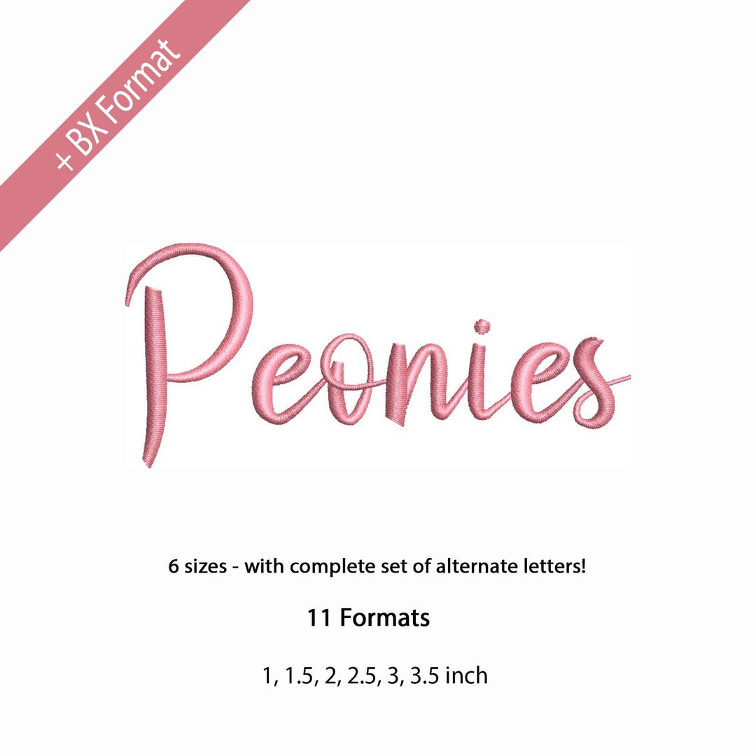 Peonies Handwritten Font Embroidery, Calligraphy Elegant Script, Font ...