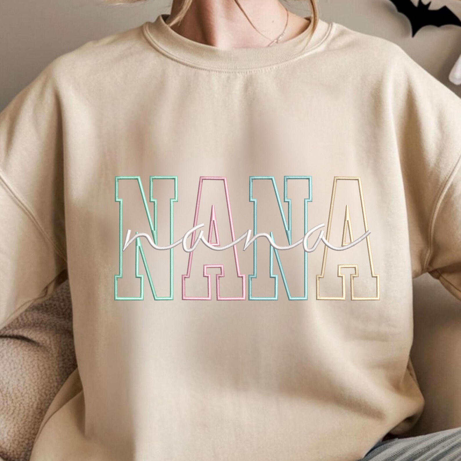 Nana Applique Embroidery Design, NANA Varsity Satin Applique Embroidery ...