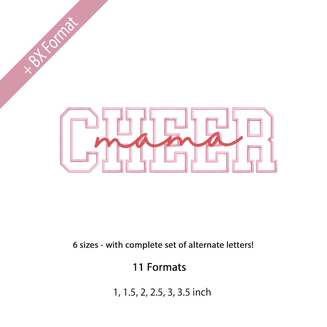Cheer Mama Duo Font Embroidery Designs, BX Monogram, Cursive Letters ...