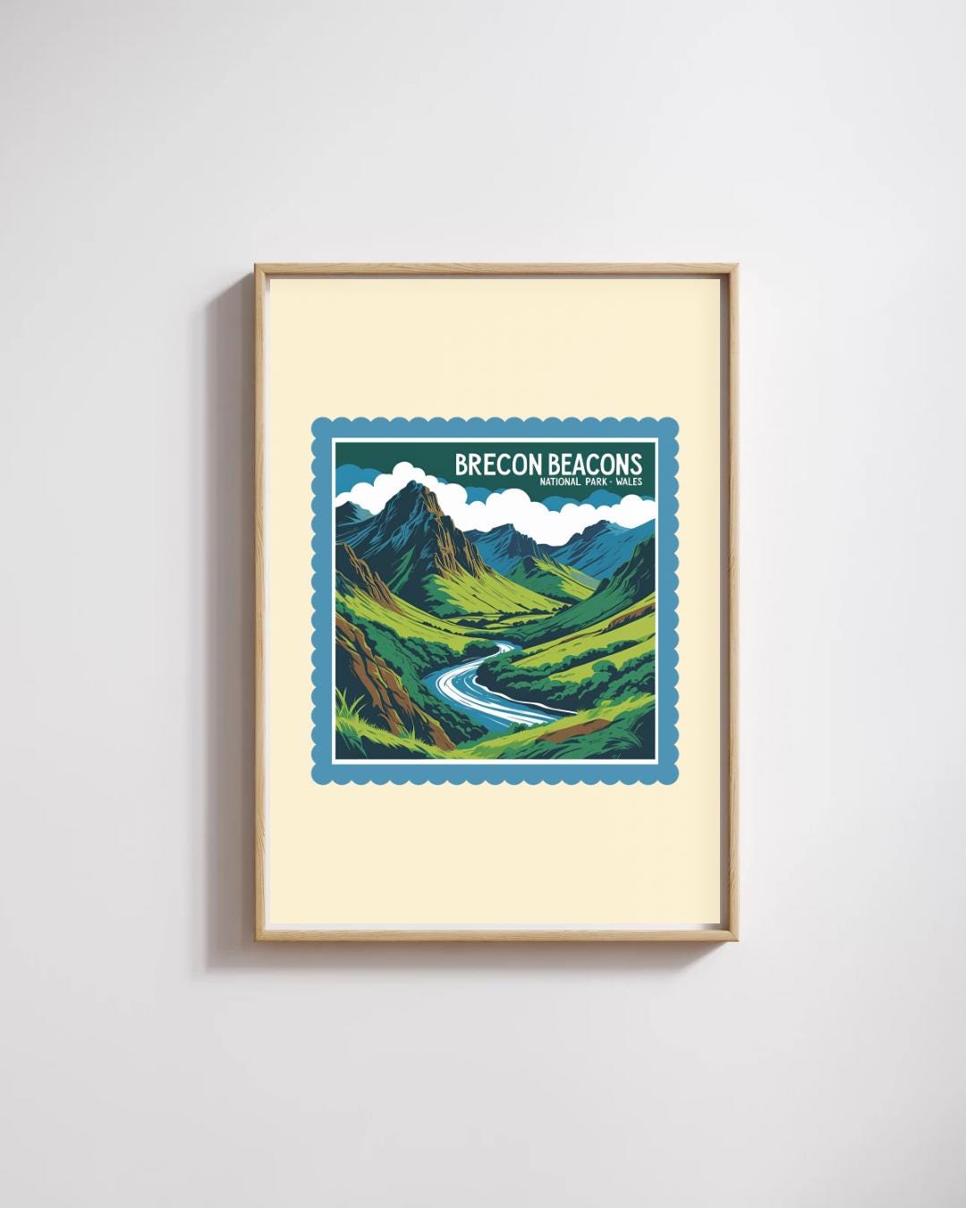 Brecon Beacons National Park Print | Vintage Stamp Style Travel Poster ...