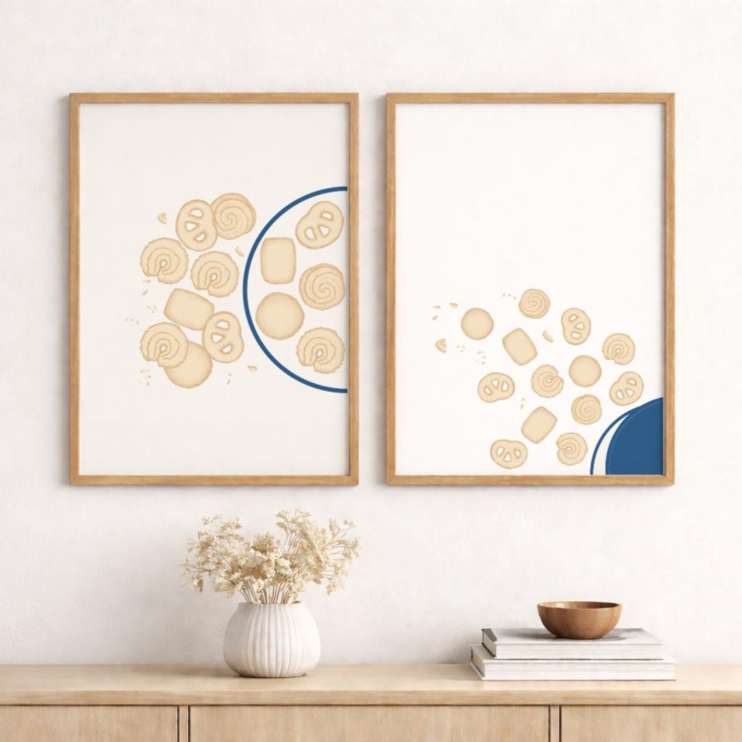 Danish Cookies Wall Art Set of 2 | Nostalgic Treat Kitchen Prints ...