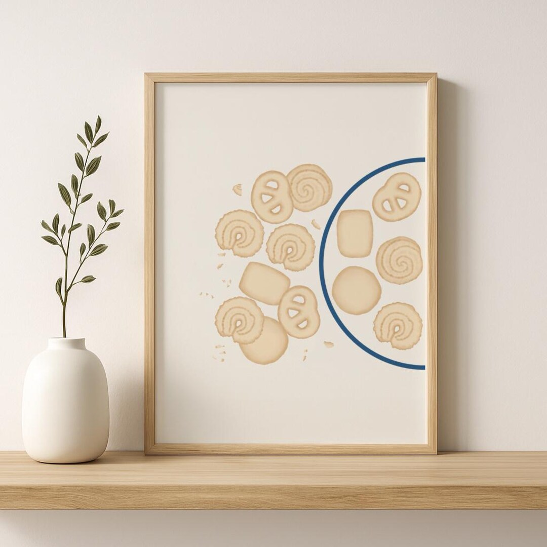 Danish Cookies Kitchen Wall Art | Nostalgic Treat Food Illustration ...