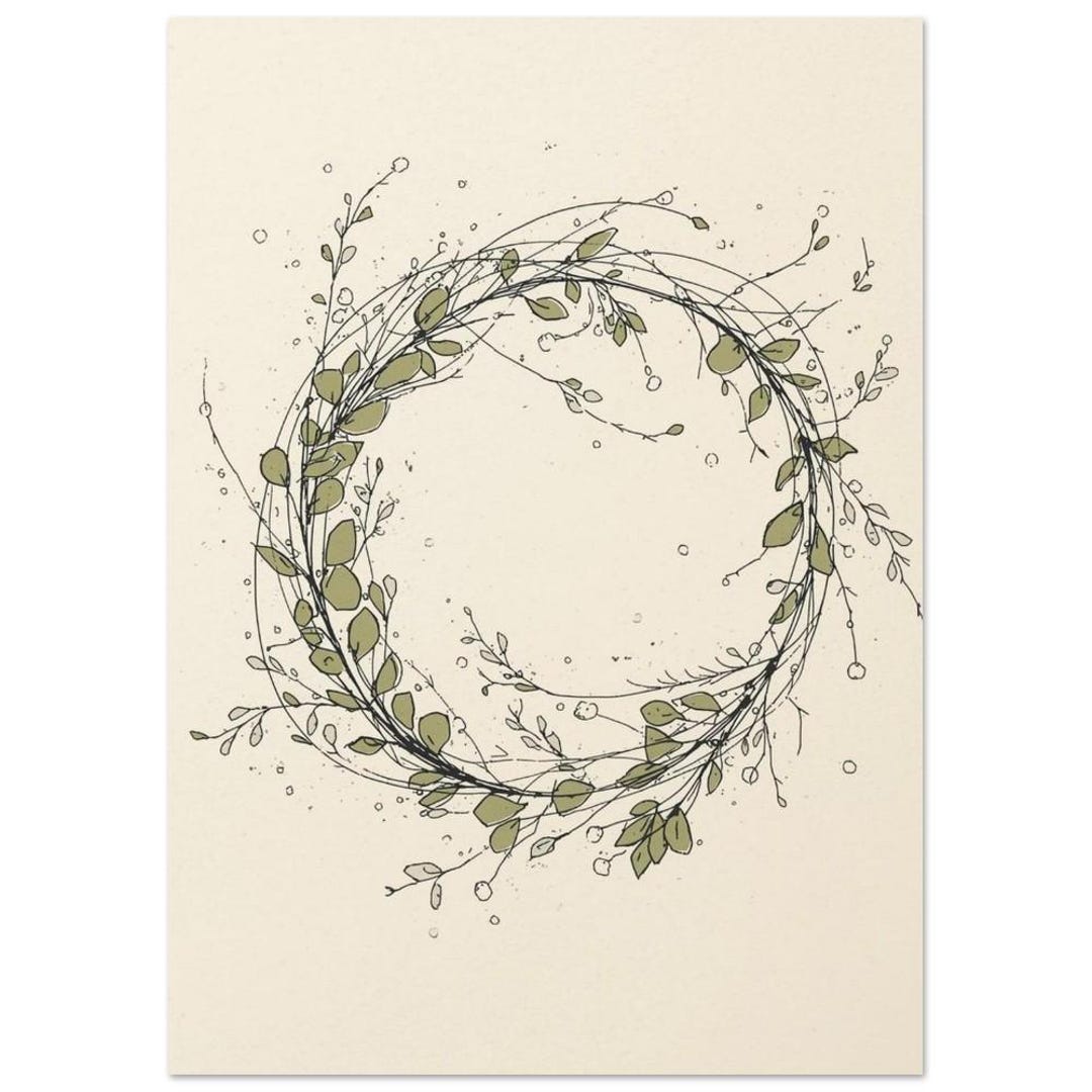 Christmas Wreath Line Art Poster - Etsy