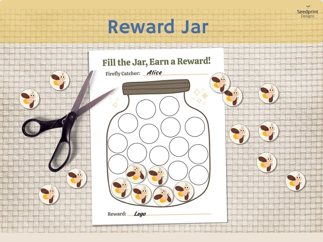 Fireflies Reward Jar, Summer Printable Toddler Behavior Chart, Kids ...