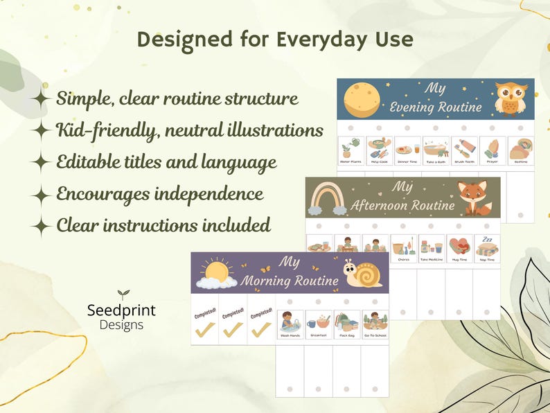 Kids Daily Routine Flip Chart Printable, Editable Morning, Afternoon ...