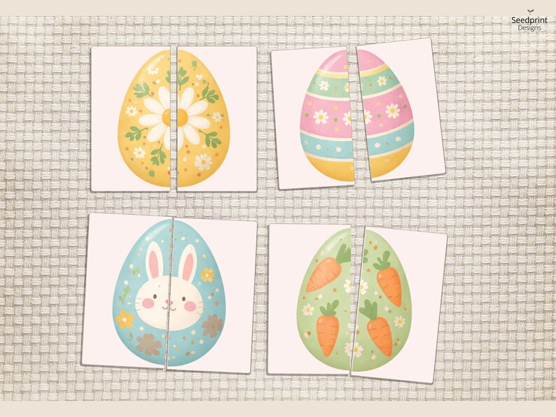 Easter Egg Matching Puzzle Printable Preschool Fun Hands-on Activity ...
