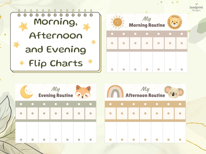 Editable Animals Routine Flip Chart Printable Daily Toddler Chore Chart ...