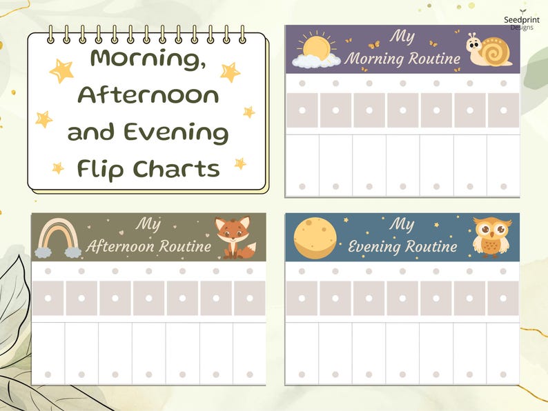 Kids Daily Routine Flip Chart Printable, Editable Morning, Afternoon ...
