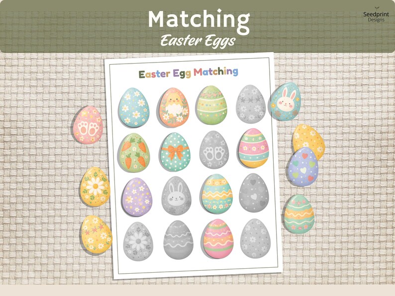 Easter Matching Game Printable Colorful Easter Egg Interactive Activity ...