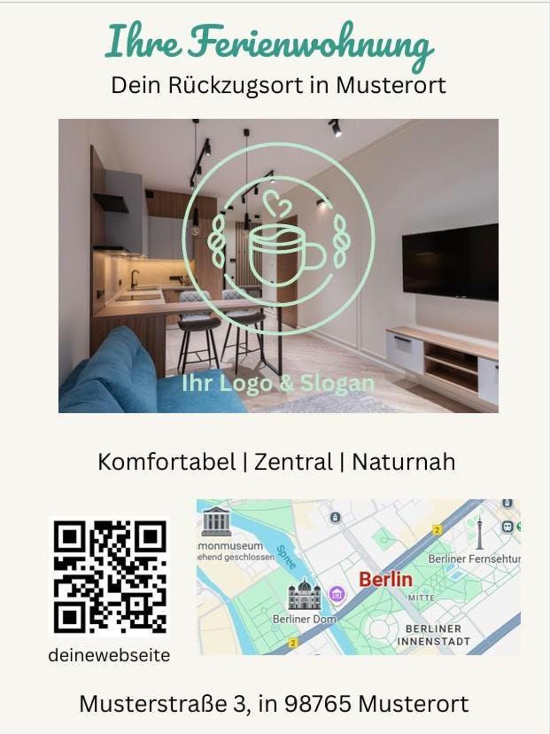 Vacation Rental Flyer Canva Template | Accommodation - 2-sided | Modern ...