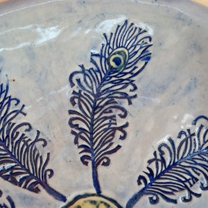 Peacock Feather Platter, Blue Feathers Tray, Pottery Tray, Handmade ...