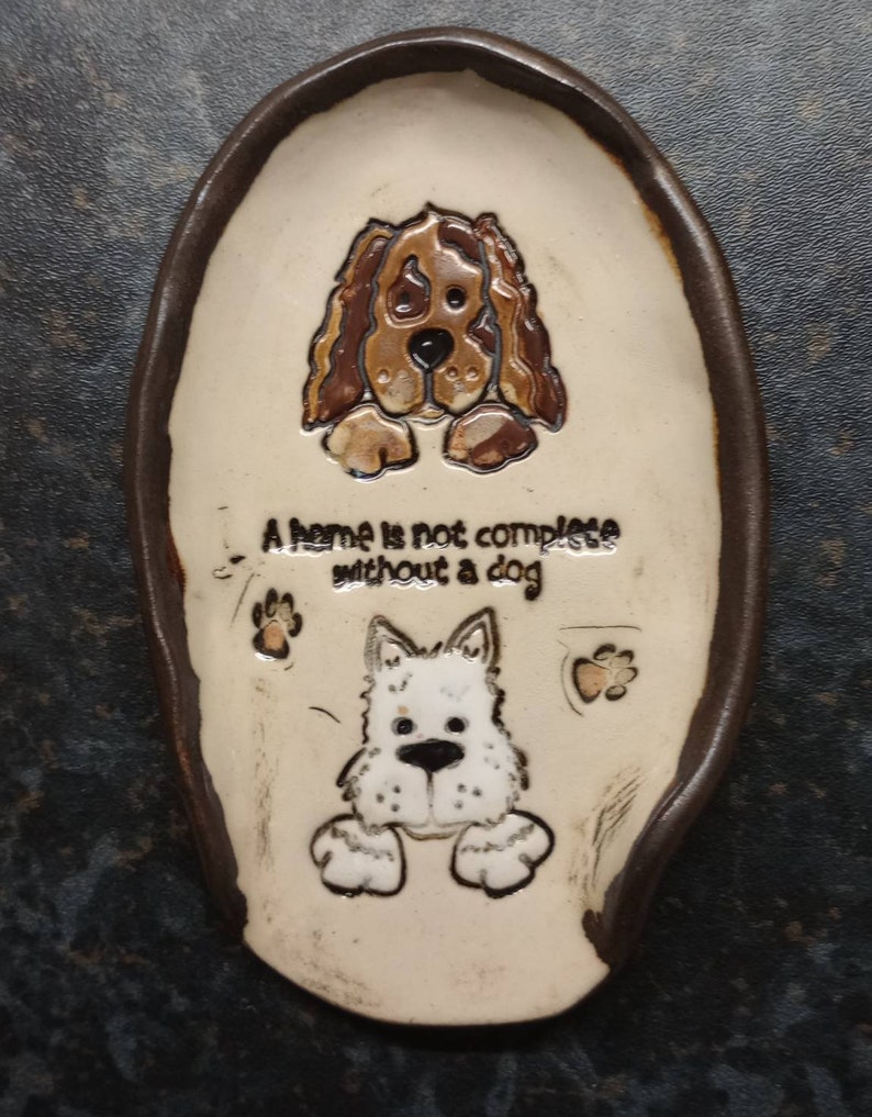 Oval Spoon Rest With Dogs or Farm Animals Handmade Stoneware - Etsy