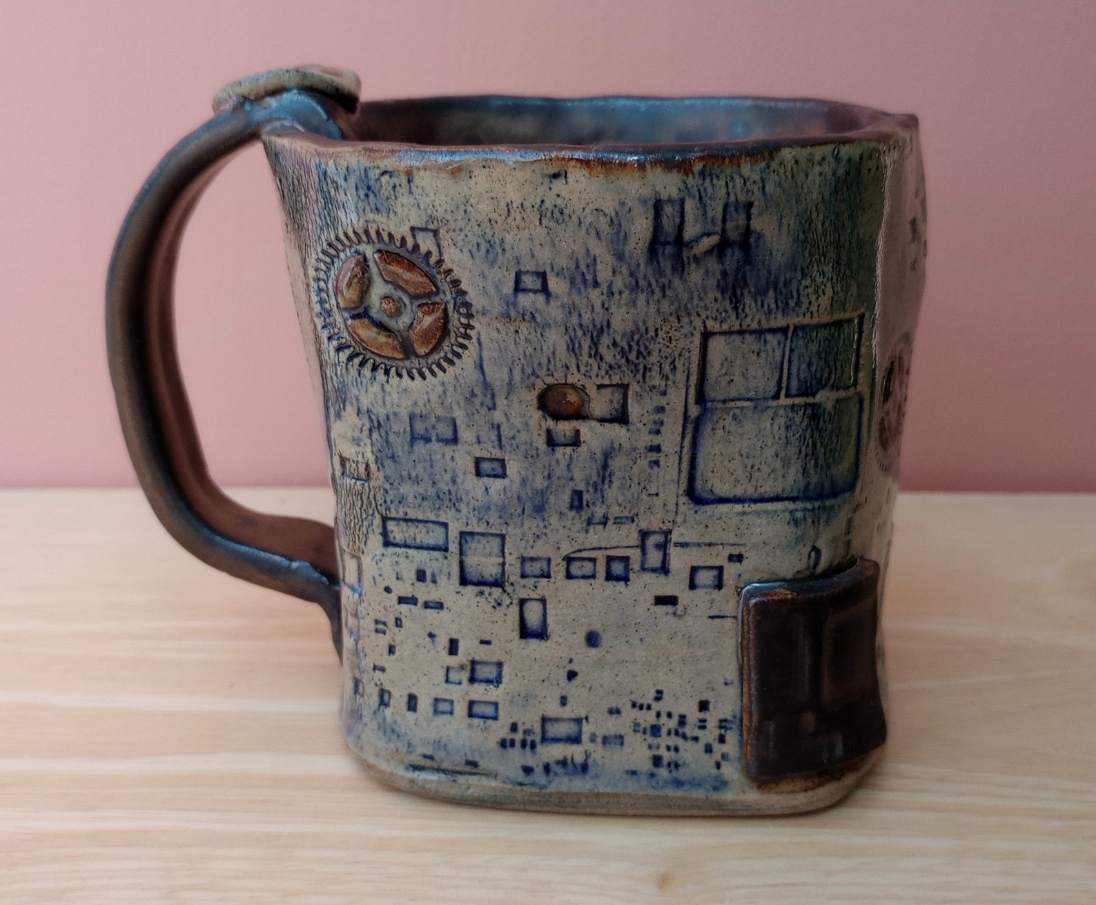 Blue Steampunk Mug and Saucer: Circuit Board and Cog Ceramic Cup - Etsy UK
