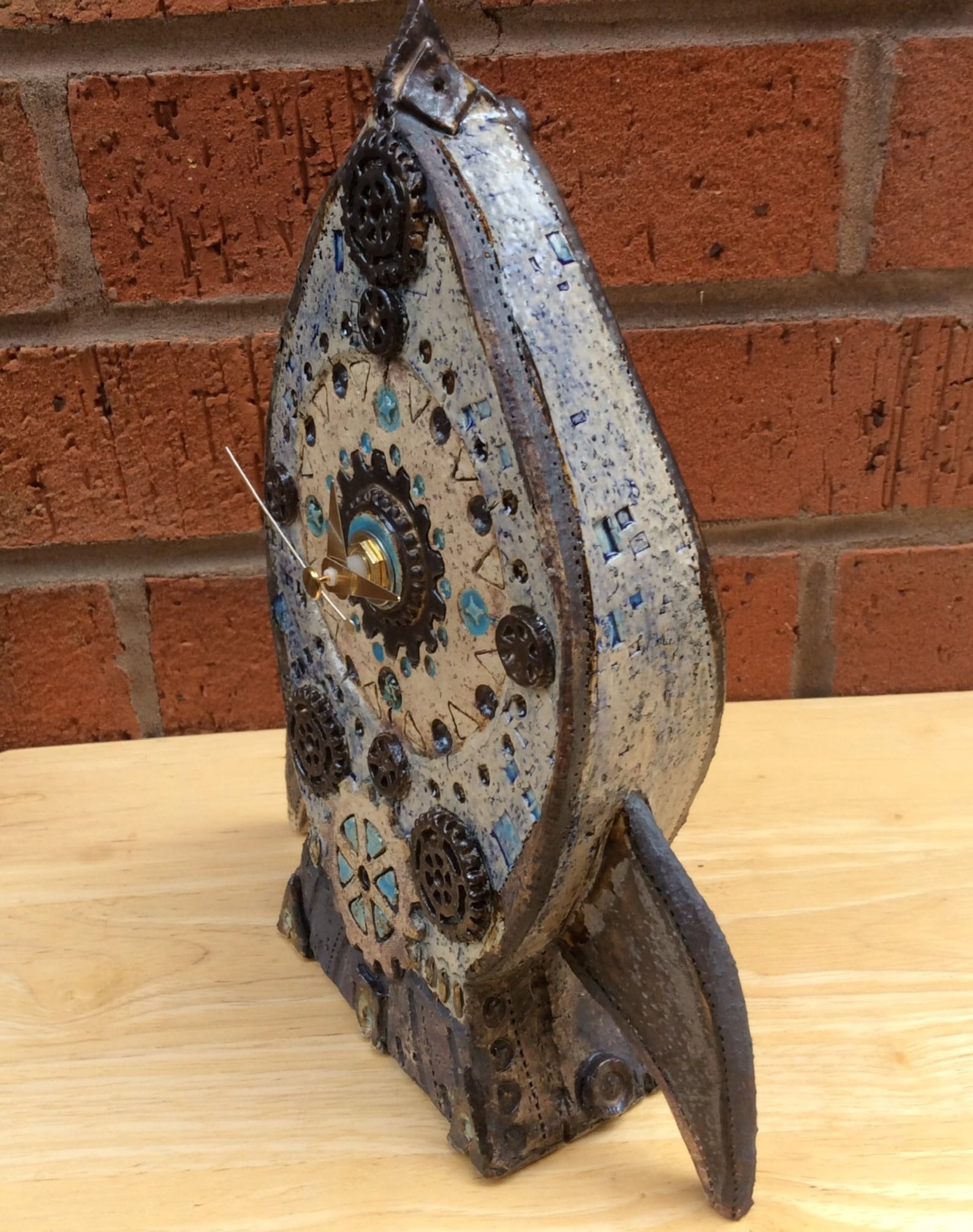 Ceramic Steampunk Rocket Clock Blue Mantel Clock - Etsy