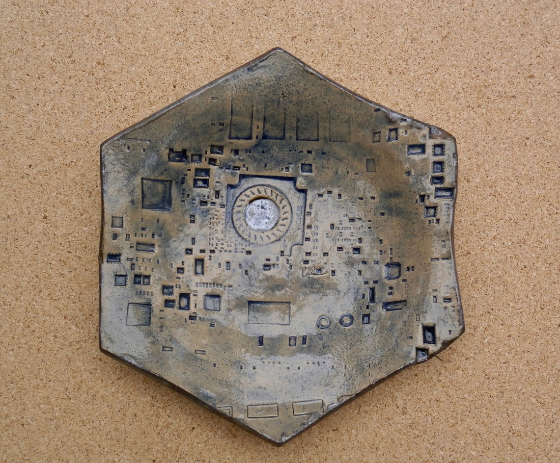 Cyberpunk ceramic trinket dish Hexagonal ceramic bowl with | Etsy