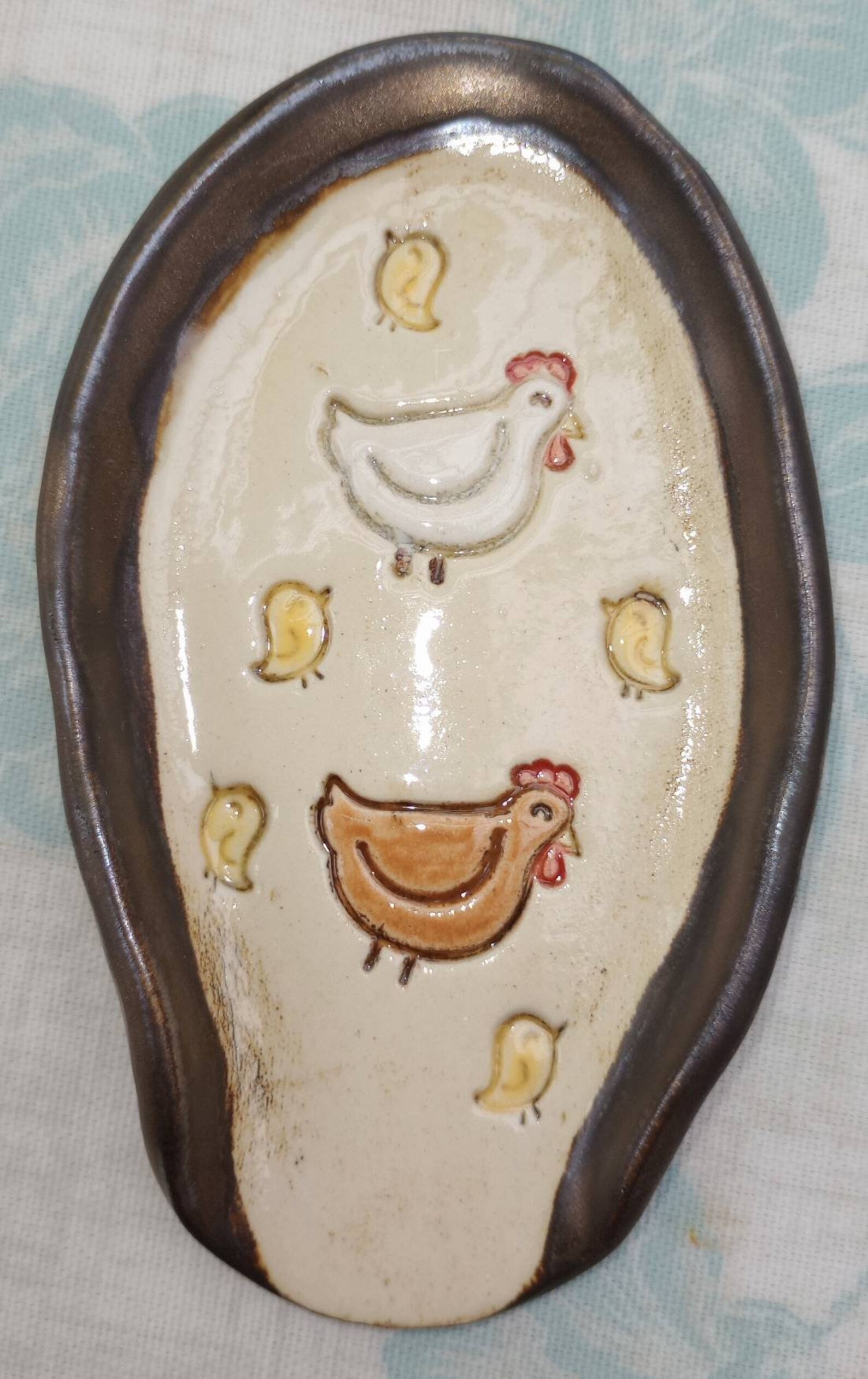 Oval Spoon Rest With Dogs or Farm Animals Handmade Stoneware - Etsy