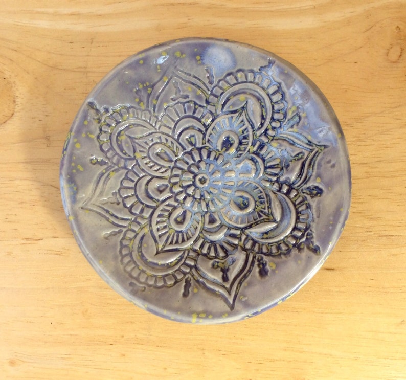 Handmade Stoneware Mandala Dish: Ceramic Ring Holder, Tealight Holder ...