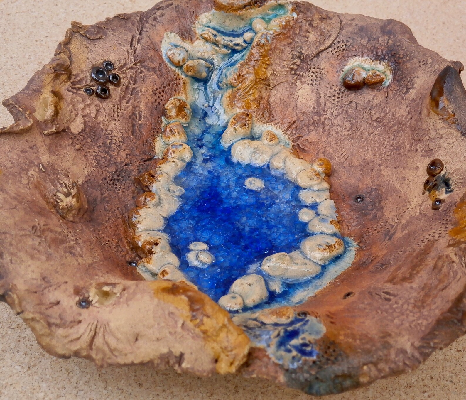 Lake Clay Sculpture With Waterfall Rockpool With Sea Urchins - Etsy