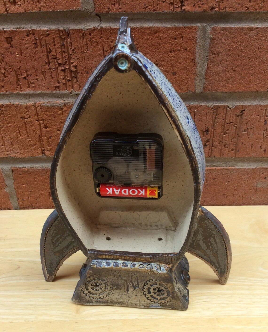 Ceramic Steampunk Rocket Clock Blue Mantel Clock - Etsy