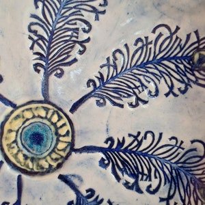 Peacock Feather Platter, Blue Feathers Tray, Pottery Tray, Handmade ...