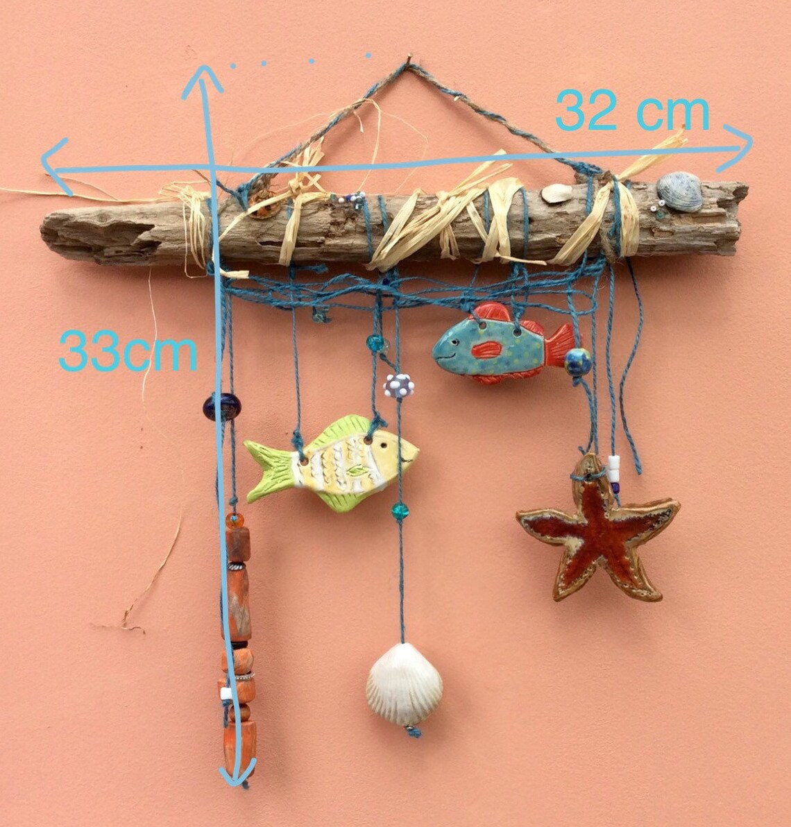 Sea Life Wall Art With Fish Shells and Starfish Mixed Media - Etsy