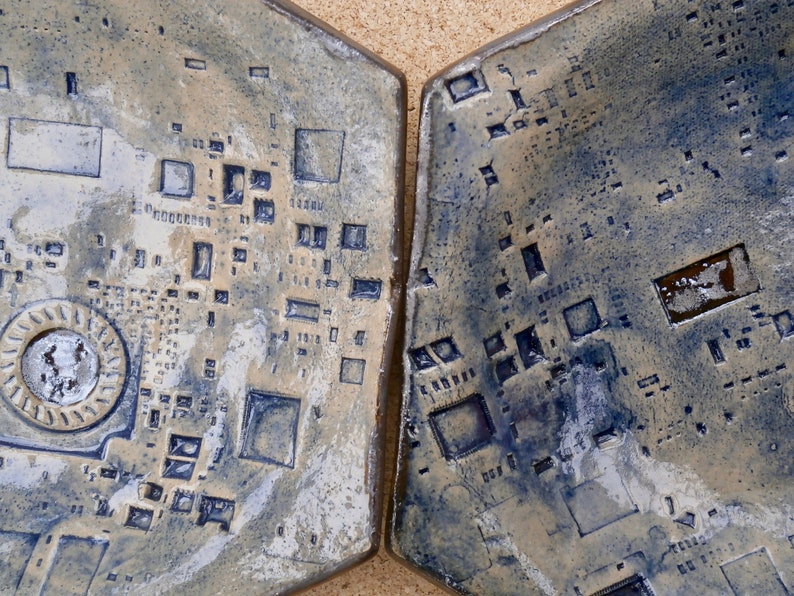 Cyberpunk ceramic trinket dish Hexagonal ceramic bowl with | Etsy