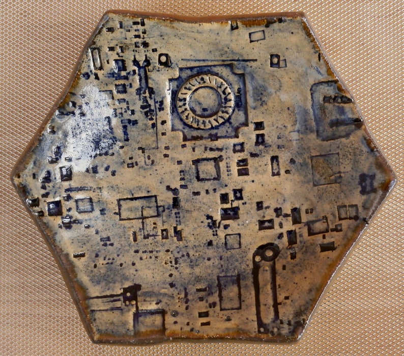 Cyberpunk ceramic trinket dish Hexagonal ceramic bowl with | Etsy
