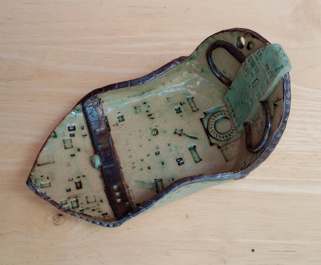 Green Steampunk Trinket Dish With Alien Eggs, Collectible Stoneware ...