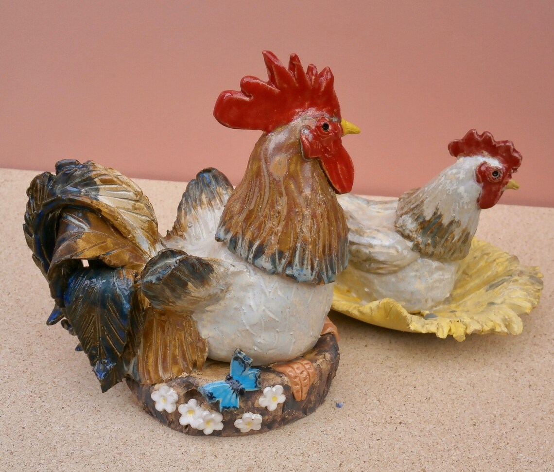 Golden Brown Hen in Nest Ceramic Figurine Ceramic Chicken | Etsy