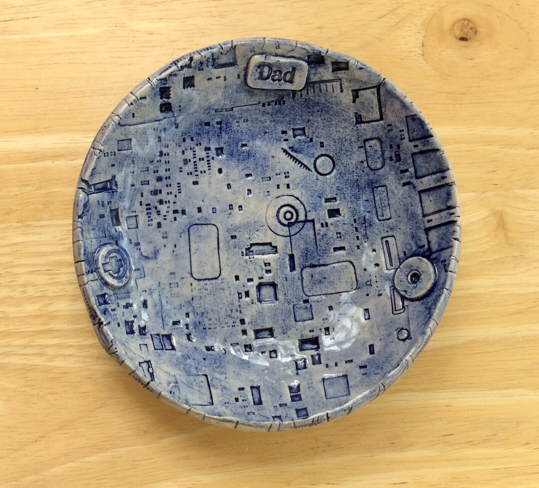 Cyberpunk Ceramic Trinket Dish for Dad - Ceramic Bowl With Circuit ...
