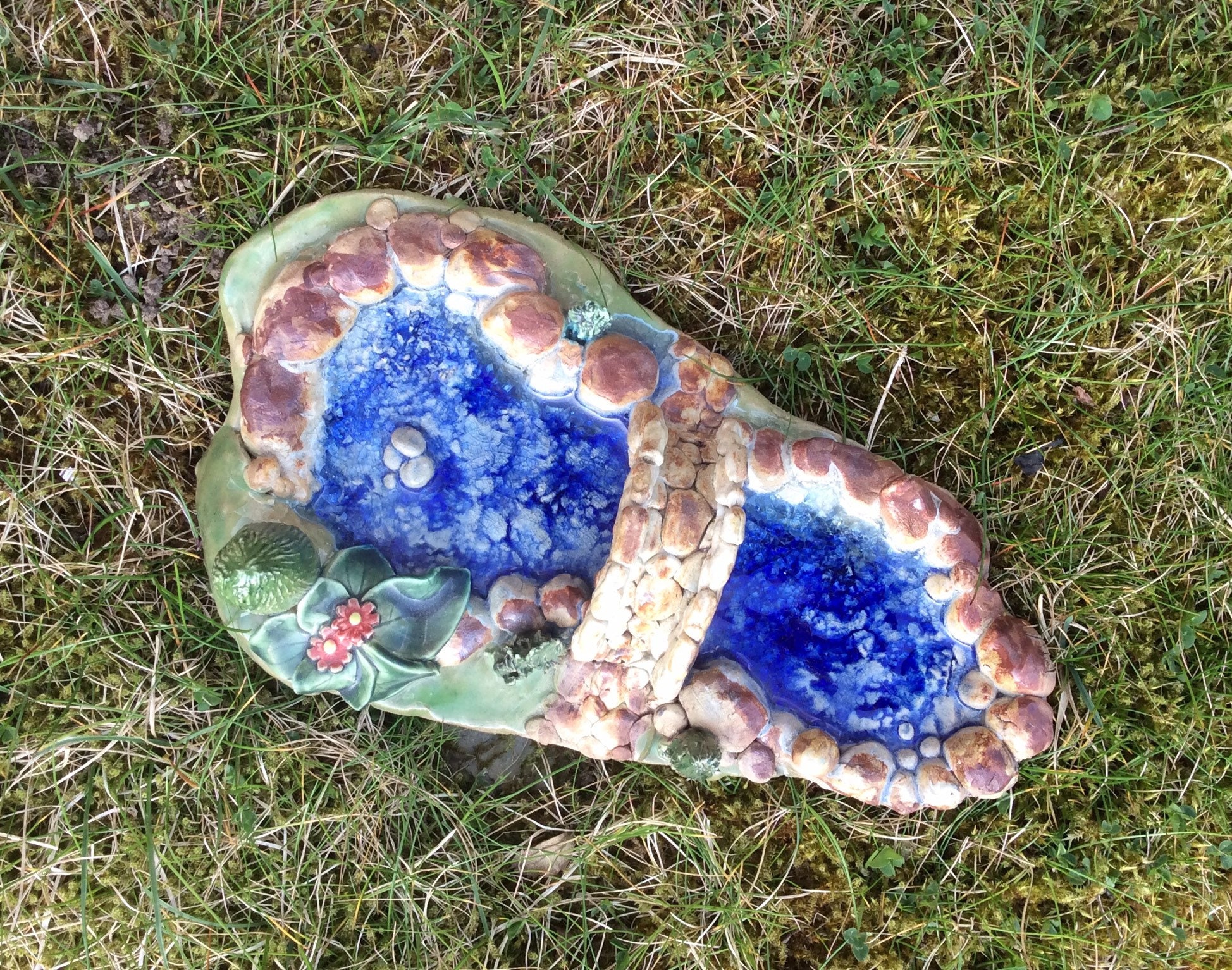 Ceramic Pond With Bridge Terrarium Ornament Handbuilt | Etsy