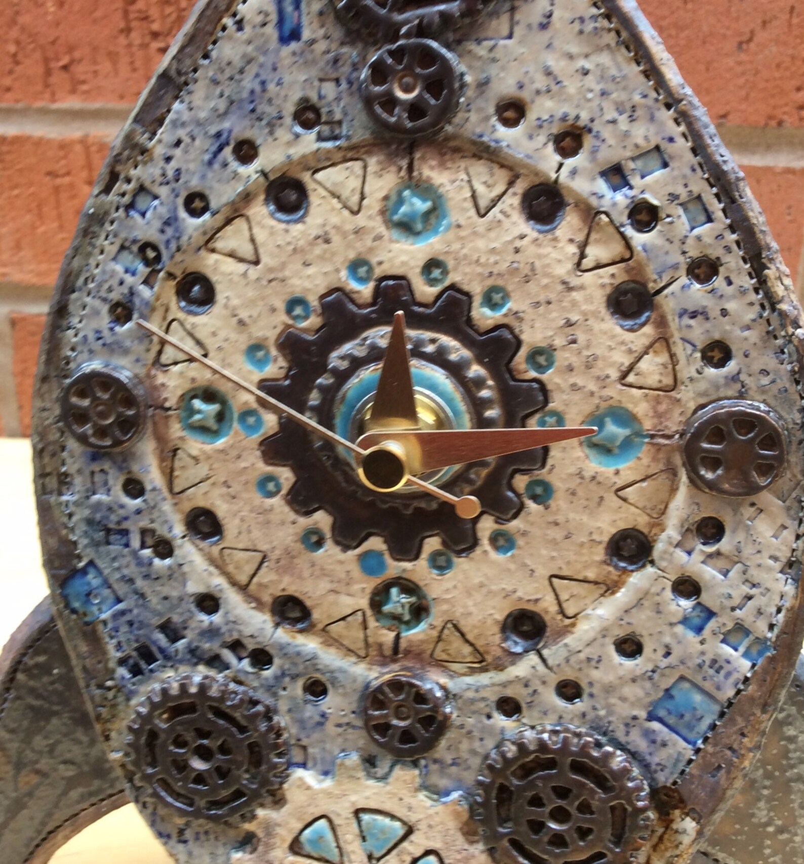 Ceramic Steampunk Rocket Clock Blue Mantel Clock - Etsy