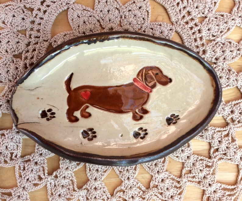 Oval Spoon Rest With Dogs or Farm Animals Handmade Stoneware | Etsy
