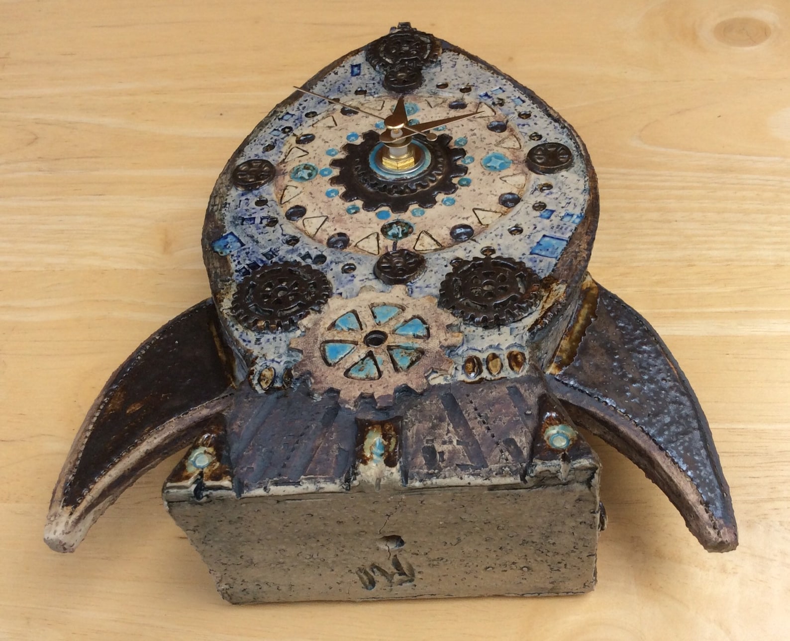 Ceramic Steampunk Rocket Clock Blue Mantel Clock - Etsy