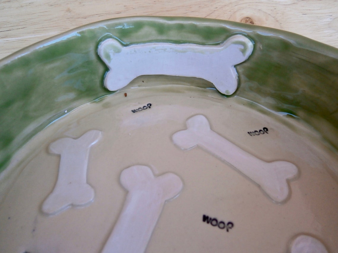 Dog food bowl with bones Made to order large dish | Etsy