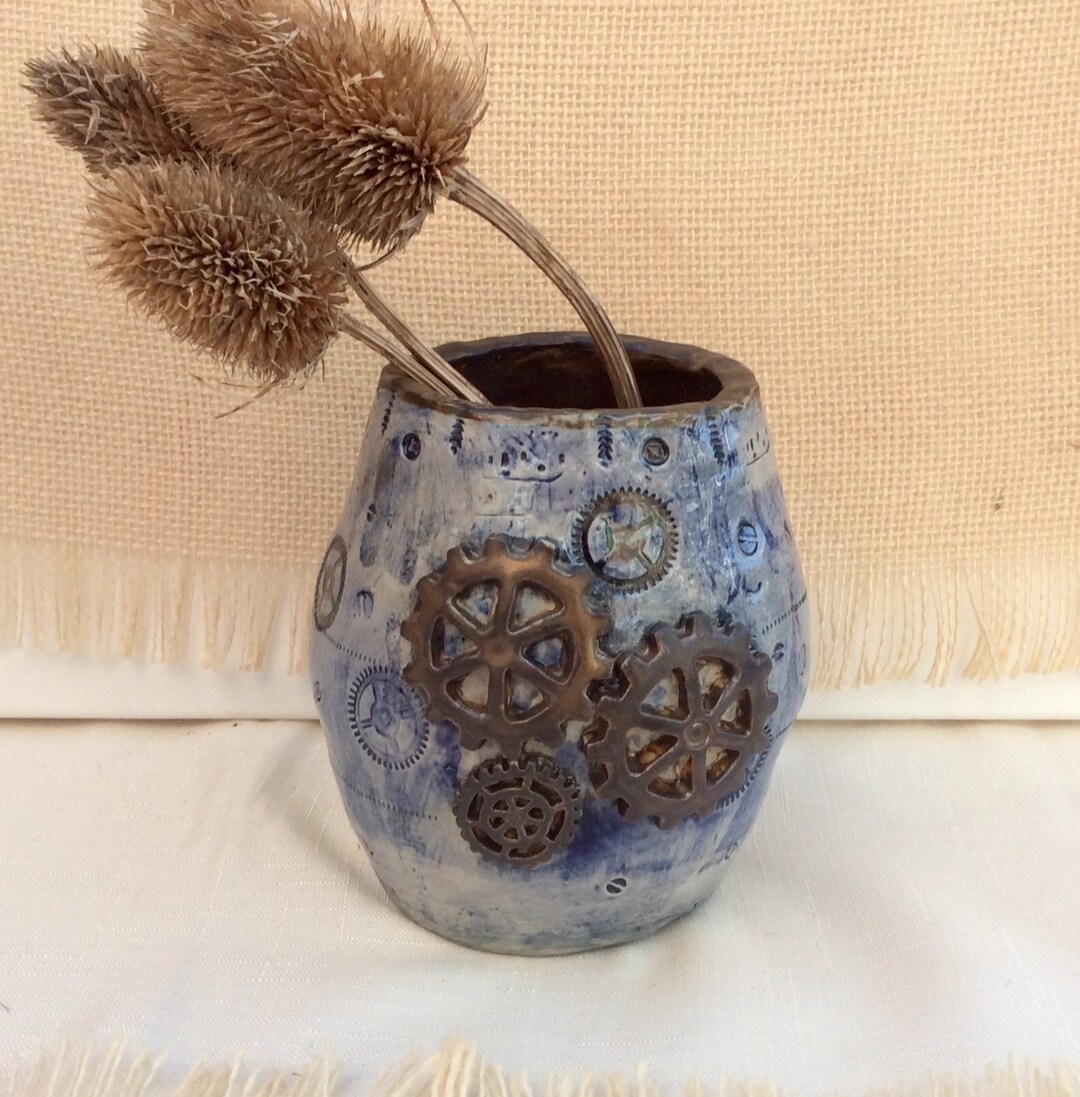 Ceramic Steampunk Vase - Vase With Laptop Circuit Board Pattern and ...